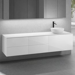 neoro n50 M&ouml;belanlage B: 200 cm mit 5 Ausz&uuml;gen, Waschtisch &Oslash; 45 cm wei&szlig; matt,, BN0106WM+BN0432WH+2#BN0421WH+BN0406WM,