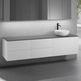 neoro n50 M&ouml;belanlage B: 200 cm mit 5 Ausz&uuml;gen, Waschtisch &Oslash; 40 cm wei&szlig; matt,, BN0064WM+BN0432WM+2#BN0421WM+BN0406GR,