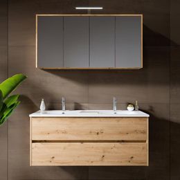 RIHO Porto Schrank mit Doppelwaschtisch, mit Spiegelschrank, F014012DP6+W018010005+F014030DP6+204927,