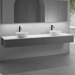 neoro n50 M&ouml;belanlage B: 240 cm mit 2 Ausz&uuml;gen, 2 Waschtische &Oslash; 45 cm wei&szlig; matt,, 2#BN0106WM+2#BN0414GR+BN0407WH,