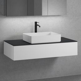 neoro n50 Unterschrank B: 120 cm mit 1 Auszug, Waschtisch B: 58 cm wei&szlig; matt,, BN0065WM+BN0414WM+BN0404BM,