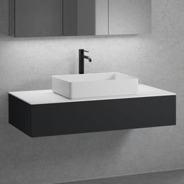 neoro n50 Unterschrank B: 120 cm mit 1 Auszug, Waschtisch B: 58 cm wei&szlig; matt,, BN0065WM+BN0414BM+BN0404WM,
