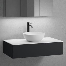 neoro n50 Unterschrank B: 100 cm mit 1 Auszug, Waschtisch &Oslash; 40 cm wei&szlig; matt,, BN0064WM+BN0413BM+BN0403WH,
