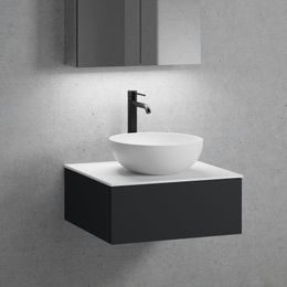 neoro n50 Unterschrank B: 60 cm mit 1 Auszug, Waschtisch &Oslash; 40 cm wei&szlig; matt,, BN0064WM+BN0411BM+BN0401WM,