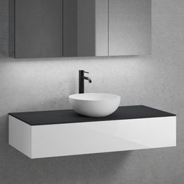 neoro n50 Unterschrank B: 120 cm mit 1 Auszug, Waschtisch &Oslash; 45 cm wei&szlig; matt,, BN0106WM+BN0414WH+BN0404BM,
