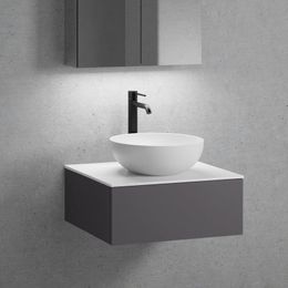 neoro n50 Unterschrank B: 60 cm mit 1 Auszug, Waschtisch &Oslash; 40 cm wei&szlig; matt,, BN0064WM+BN0411GR+BN0401WH,