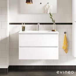 evineo ineo2 Waschtischunterschrank B: 101 cm, 2 Ausz&uuml;ge, mit Griffmulde, Waschtisch wei&szlig;,, BE0407WH+BE0702WH,