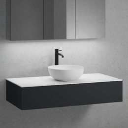 neoro n50 Unterschrank B: 120 cm mit 1 Auszug, Waschtisch &Oslash; 40 cm wei&szlig; matt,, BN0064WM+BN0414BM+BN0404WM,