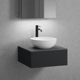 neoro n50 Unterschrank B: 60 cm mit 1 Auszug, Waschtisch &Oslash; 40 cm wei&szlig; matt,, BN0064WM+BN0411BM+BN0401GR,