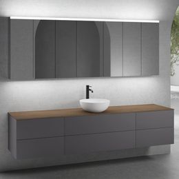 neoro n50 M&ouml;belanlage B: 220 cm mit 6 Ausz&uuml;gen, Waschtisch &Oslash; 40 cm wei&szlig; matt, mit Spiegelschrank,,