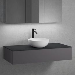neoro n50 Unterschrank B: 120 cm mit 1 Auszug, Waschtisch &Oslash; 40 cm wei&szlig; matt,, BN0064WM+BN0414GR+BN0404BM,