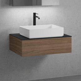 neoro n50 Unterschrank B: 80 cm mit 1 Auszug, Waschtisch B: 58 cm wei&szlig; matt,, BN0065WM+BN0412WL+BN0402BM,