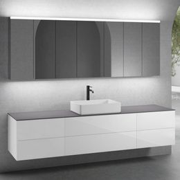 neoro n50 M&ouml;belanlage B: 220 cm mit 6 Ausz&uuml;gen, Waschtisch B: 58 cm wei&szlig; matt, mit Spiegelschrank,,