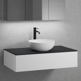 neoro n50 Unterschrank B: 100 cm mit 1 Auszug, Waschtisch &Oslash; 40 cm wei&szlig; matt,, BN0064WM+BN0413WM+BN0403BM,