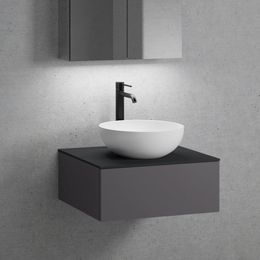 neoro n50 Unterschrank B: 60 cm mit 1 Auszug, Waschtisch &Oslash; 45 cm wei&szlig; matt,, BN0106WM+BN0411GR+BN0401BM,