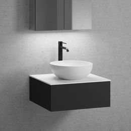 neoro n50 Unterschrank B: 60 cm mit 1 Auszug, Waschtisch &Oslash; 45 cm wei&szlig; matt,, BN0106WM+BN0411BM+BN0401WH,