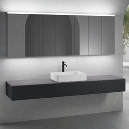 neoro n50 M&ouml;belanlage B: 220 cm mit 3 Ausz&uuml;gen, Waschtisch B: 58 cm wei&szlig; matt, mit Spiegelschrank,,