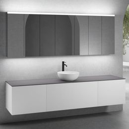 neoro n50 M&ouml;belanlage B: 220 cm mit 3 Ausz&uuml;gen, Waschtisch &Oslash; 40 cm wei&szlig; matt, mit Spiegelschrank,,
