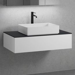 neoro n50 Unterschrank B: 100 cm mit 1 Auszug, Waschtisch B: 58 cm wei&szlig; matt,, BN0065WM+BN0413WM+BN0403BM,