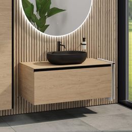 rivea Dia Unterschrank B: 120 mit 1 Auszug, Waschtisch B: 60 cm schwarz matt, BR0527BM+BR0039SO+BR0004SO,