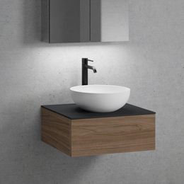 neoro n50 Unterschrank B: 60 cm mit 1 Auszug, Waschtisch &Oslash; 45 cm wei&szlig; matt,, BN0106WM+BN0411WL+BN0401BM,