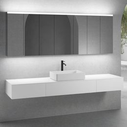 neoro n50 M&ouml;belanlage B: 220 cm mit 3 Ausz&uuml;gen, Waschtisch B: 58 cm wei&szlig; matt, mit Spiegelschrank,,