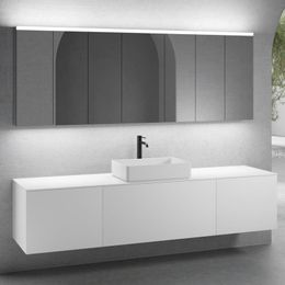 neoro n50 M&ouml;belanlage B: 220 cm mit 3 Ausz&uuml;gen, Waschtisch B: 58 cm wei&szlig; matt, mit Spiegelschrank,,