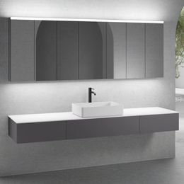 neoro n50 M&ouml;belanlage B: 220 cm mit 3 Ausz&uuml;gen, Waschtisch B: 58 cm wei&szlig; matt, mit Spiegelschrank,,