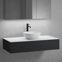 neoro n50 Unterschrank B: 120 cm mit 1 Auszug, Waschtisch &Oslash; 45 cm wei&szlig; matt,, BN0106WM+BN0414BM+BN0404WH,