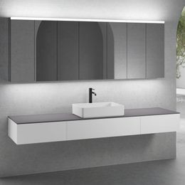 neoro n50 M&ouml;belanlage B: 220 cm mit 3 Ausz&uuml;gen, Waschtisch B: 58 cm wei&szlig; matt, mit Spiegelschrank,,