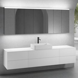 neoro n50 M&ouml;belanlage B: 220 cm mit 6 Ausz&uuml;gen, Waschtisch B: 58 cm wei&szlig; matt, mit Spiegelschrank,,