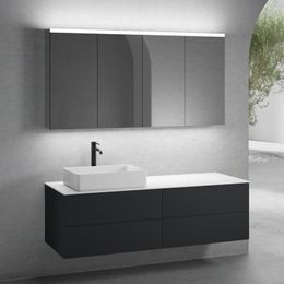 neoro n50 M&ouml;belanlage B: 160 cm mit 4 Ausz&uuml;gen, Waschtisch B: 58 cm wei&szlig; matt, mit Spiegelschrank,, BN0065WM+2#BN0422BM+BN0405WH+2#BN0473MI,