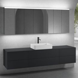 neoro n50 M&ouml;belanlage B: 220 cm mit 6 Ausz&uuml;gen, Waschtisch B: 58 cm wei&szlig; matt, mit Spiegelschrank,,