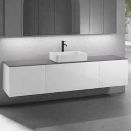 neoro n50 M&ouml;belanlage B: 220 cm mit 3 Ausz&uuml;gen, Waschtisch B: 58 cm wei&szlig; matt,, BN0065WM+2#BN0431WH+BN0433WH+BN0415GR,