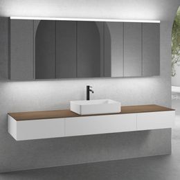 neoro n50 M&ouml;belanlage B: 220 cm mit 3 Ausz&uuml;gen, Waschtisch B: 58 cm wei&szlig; matt, mit Spiegelschrank,,