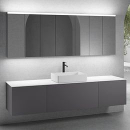neoro n50 M&ouml;belanlage B: 220 cm mit 3 Ausz&uuml;gen, Waschtisch B: 58 cm wei&szlig; matt, mit Spiegelschrank,,