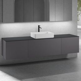 neoro n50 M&ouml;belanlage B: 220 cm mit 3 Ausz&uuml;gen, Waschtisch B: 58 cm wei&szlig; matt,, BN0065WM+2#BN0431GR+BN0433GR+BN0415BM,