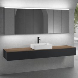 neoro n50 M&ouml;belanlage B: 220 cm mit 3 Ausz&uuml;gen, Waschtisch B: 58 cm wei&szlig; matt, mit Spiegelschrank,,
