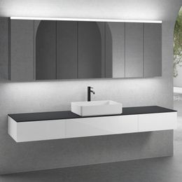 neoro n50 M&ouml;belanlage B: 220 cm mit 3 Ausz&uuml;gen, Waschtisch B: 58 cm wei&szlig; matt, mit Spiegelschrank,,