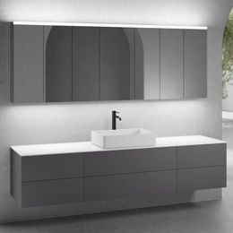 neoro n50 M&ouml;belanlage B: 220 cm mit 6 Ausz&uuml;gen, Waschtisch B: 58 cm wei&szlig; matt, mit Spiegelschrank,,