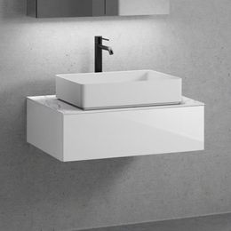 neoro n50 Unterschrank B: 80 cm mit 1 Auszug, Waschtisch B: 58 cm wei&szlig; matt,, BN0065WM+BN0412WH+BN0402C1,