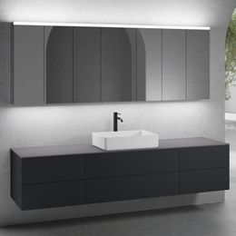 neoro n50 M&ouml;belanlage B: 220 cm mit 6 Ausz&uuml;gen, Waschtisch B: 58 cm wei&szlig; matt, mit Spiegelschrank,,