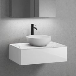 neoro n50 Unterschrank B: 80 cm mit 1 Auszug, Waschtisch &Oslash; 40 cm wei&szlig; matt,, BN0064WM+BN0412WH+BN0402C1,