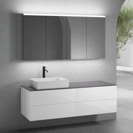 neoro n50 M&ouml;belanlage B: 160 cm mit 4 Ausz&uuml;gen, Waschtisch B: 58 cm wei&szlig; matt, mit Spiegelschrank,, BN0065WM+2#BN0422WH+BN0405GR+2#BN0473MI,