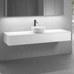 neoro n50 M&ouml;belanlage B: 180 cm mit 3 Ausz&uuml;gen, Waschtisch &Oslash; 40 cm wei&szlig; matt,, BN0064WM+3#BN0411WH+BN0409WM,