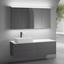 neoro n50 M&ouml;belanlage B: 160 cm mit 4 Ausz&uuml;gen, Waschtisch B: 58 cm wei&szlig; matt, mit Spiegelschrank,, BN0065WM+2#BN0422GR+BN0405WH+2#BN0473MI,