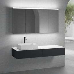 neoro n50 M&ouml;belanlage B: 160 cm mit 2 Ausz&uuml;gen, Waschtisch B: 58 cm wei&szlig; matt, mit Spiegelschrank,, BN0065WM+2#BN0412BM+BN0405WH+2#BN0473MI,