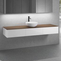 neoro n50 M&ouml;belanlage B: 180 cm mit 3 Ausz&uuml;gen, Waschtisch &Oslash; 45 cm wei&szlig; matt,, BN0106WM+3#BN0411WH+BN0409WL,
