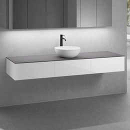 neoro n50 M&ouml;belanlage B: 180 cm mit 3 Ausz&uuml;gen, Waschtisch &Oslash; 45 cm wei&szlig; matt,, BN0106WM+3#BN0411WH+BN0409GR,