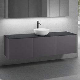 neoro n50 M&ouml;belanlage B: 180 cm mit 3 Ausz&uuml;gen, Waschtisch &Oslash; 40 cm wei&szlig; matt,, BN0064WM+3#BN0431GR+BN0409BM,